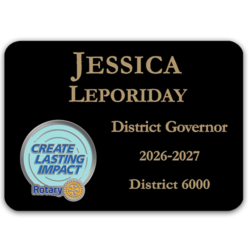 Rotary 2026-27 Message Black Plastic Engraved Badge-3 1/4" x 2 1/4 ...