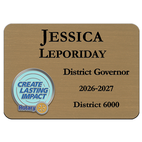Rotary 2026-27 Theme-Gold Plastic Engraved Badge-3-1/4" x 2-1/4 ...